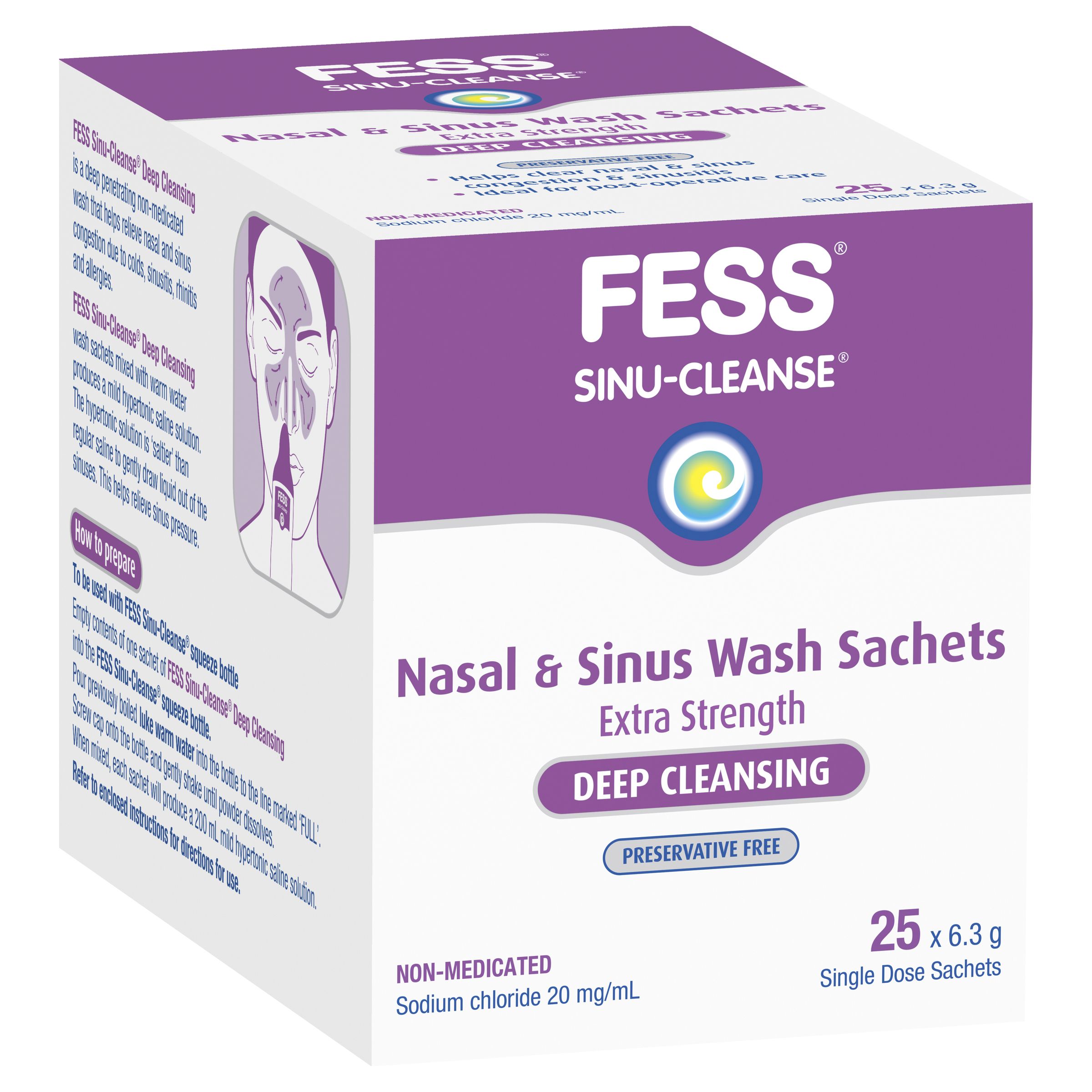 FESS Sinu-Cleanse Nasal & SInus Wash Single Dose Sachets 25 x 6.3g
